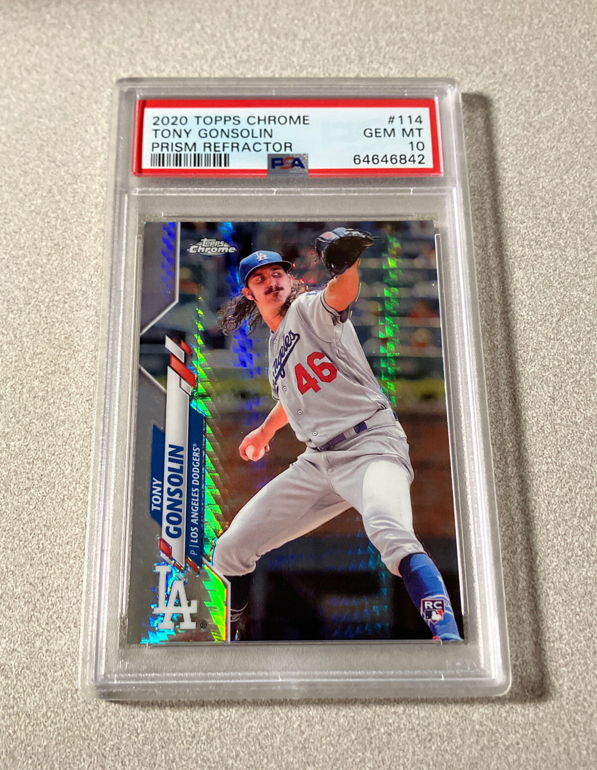 2020 Topps Chrome Prism Refractor RC #114 Tony Gonsolin Dodgers PSA 10 ...