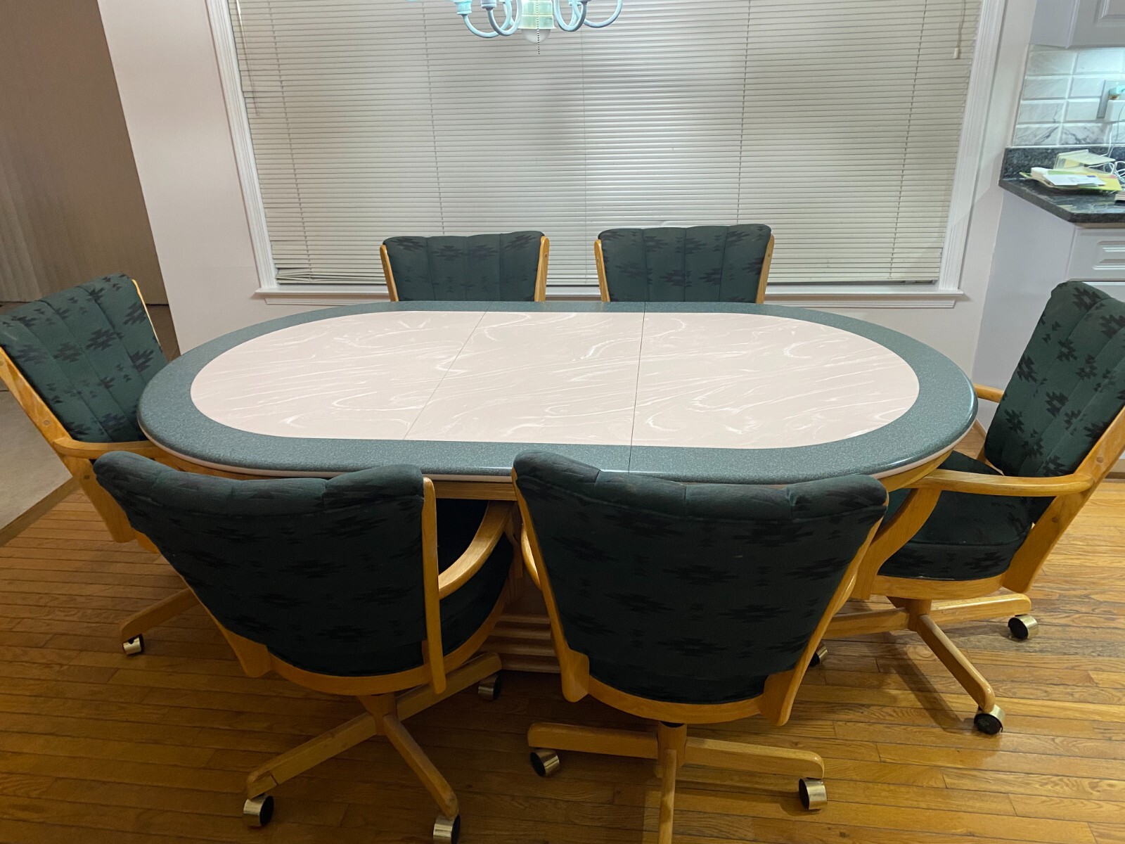 RARE Corian Light Pink Marble/Green Table w/6 Swivel Chairs -Wash DC ...