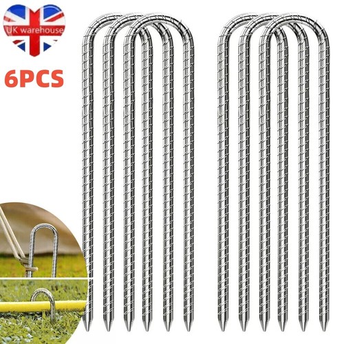 U-Shaped Rebar Stakes 30cm Heavy Duty Ground Anchors Tent Pegs ...