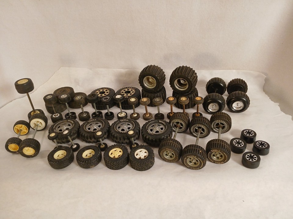 Over 70 Pcs. Lot of Vintage Toy Car/Truck Wheels, Tires, Axle Parts | eBay