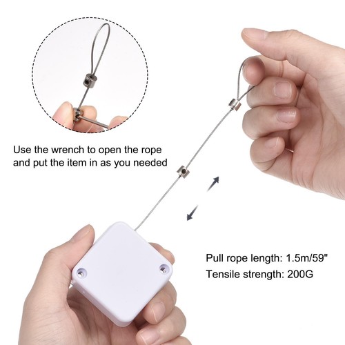 Retractable Cable Lock,Remote Control Anti-Lost 1.5m Rope 200g White ...