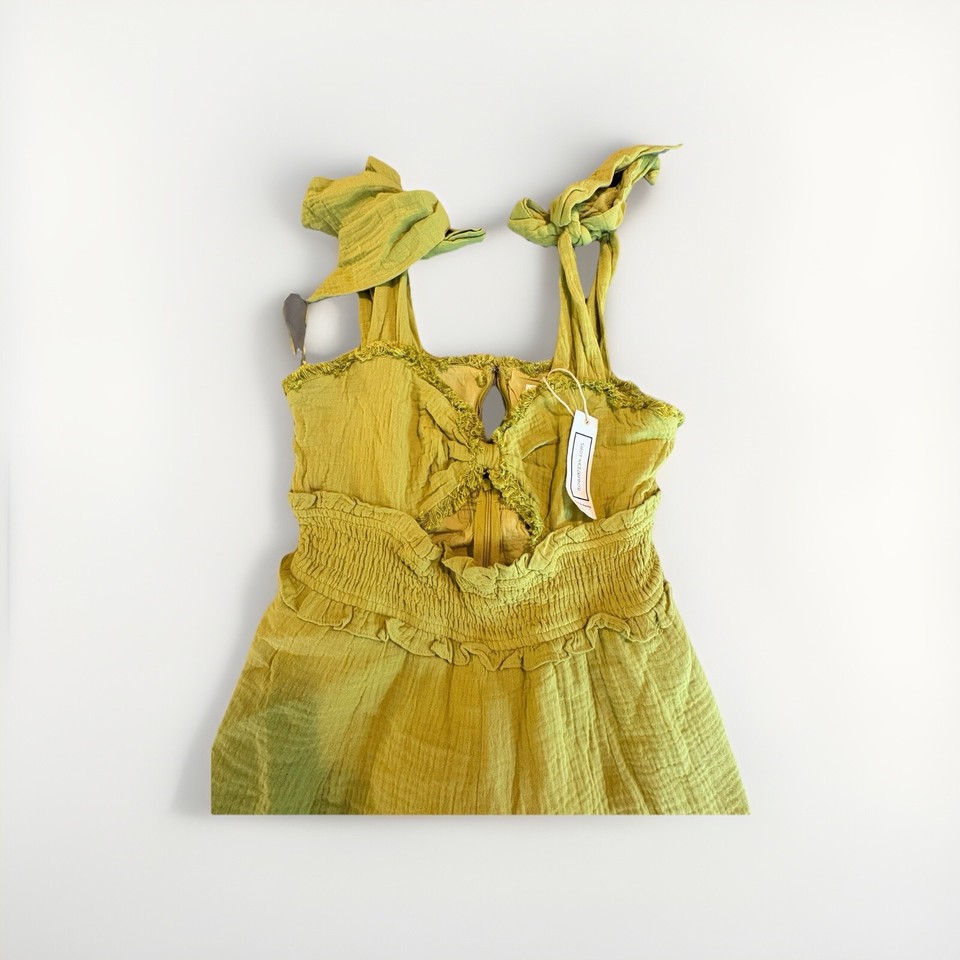 Shop Neighbor Olive Green Sexy Slit Romper With Tie Sleeves Size Medium ...