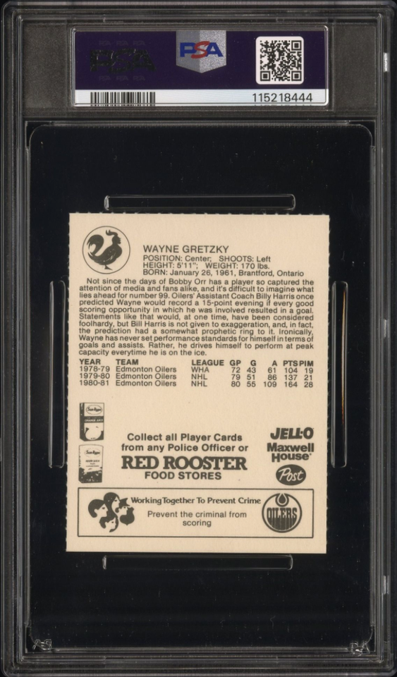 1981 Oilers Red Rooster WAYNE GRETZKY Long Hair In Order #99 PSA 6 | eBay