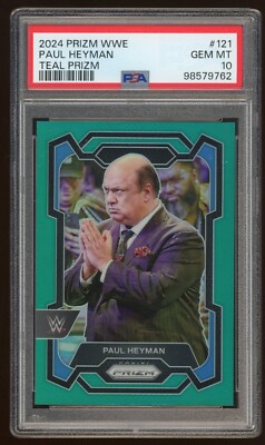 PAUL HEYMAN 2024 PANINI PRIZM WWE #121 TEAL PARALLEL #/49 PSA 10 GEM ...