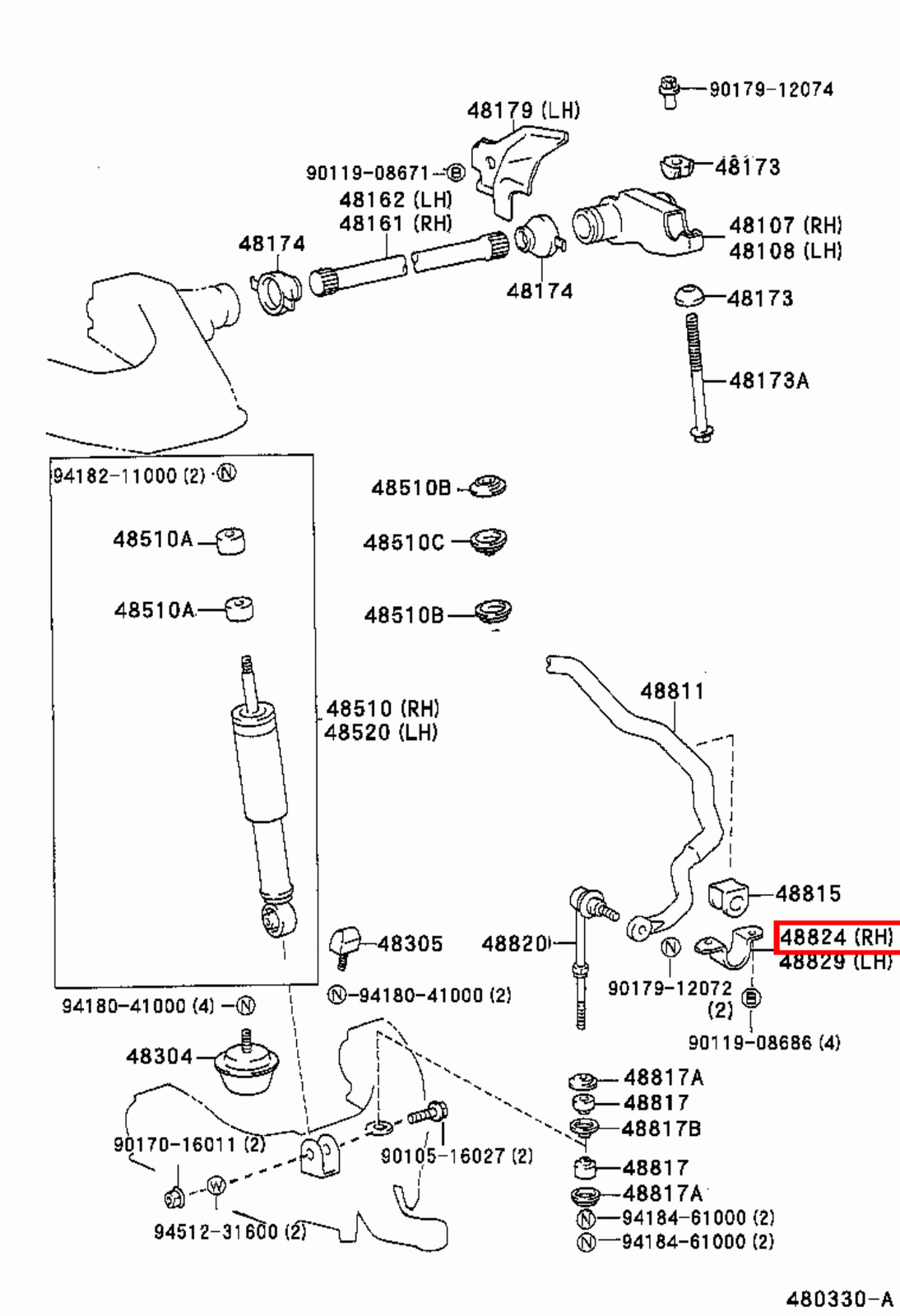 Genuine 4Runner RN130 RN121 RN120 RN110 RN106 RN101 RH Front Stabilizer ...