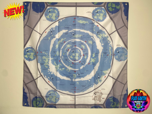 Flat Earth Worldmap Flag Poster Beyond The Ice Wall of Antarctica Terra ...