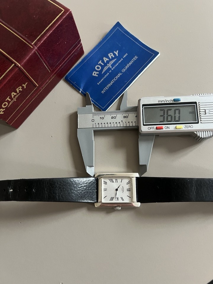 Solid Silver Rotary Tank Style Men Watch Roman Numerals, In Box | eBay UK