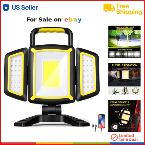Rechargeable LED Work Light 30W 3000 Lumens Magnetic 5 Modes Camping ...