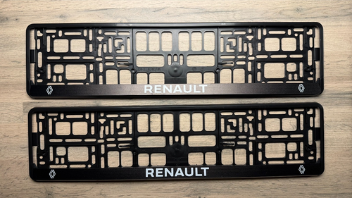 2x RENAULT New Logo Car Number Plate Surrounds Frames Holders Authentic ...