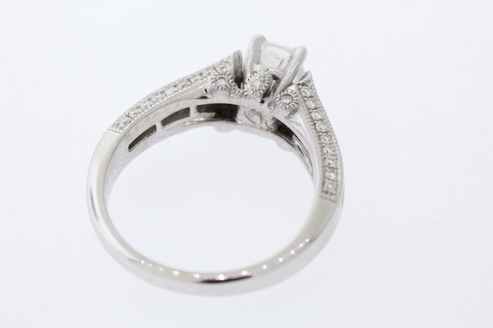 GSI Certified 14k White Gold 1.57ct Cushion Cut Diamond Engagement Ring ...