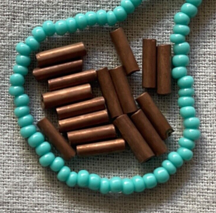 BLUE and METALLIC BROWN ROUND BUGLE BEAD EARRINGS - SS Ear Wires (or GP ...