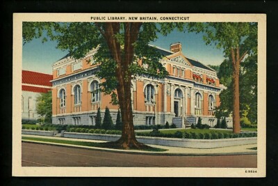 Connecticut CT postcard New Britain, Public Library linen Vintage | eBay