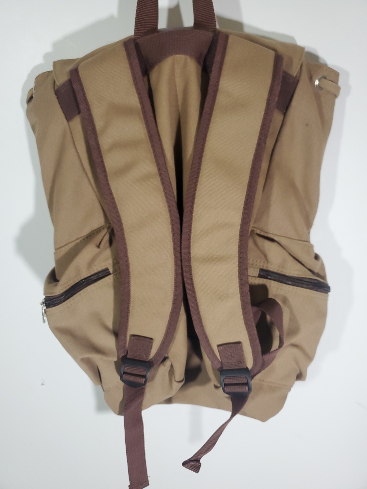 Bella Russo Canvas Backpack Rucksack Bookbag Brown Tan 16"x 18" Zip ...