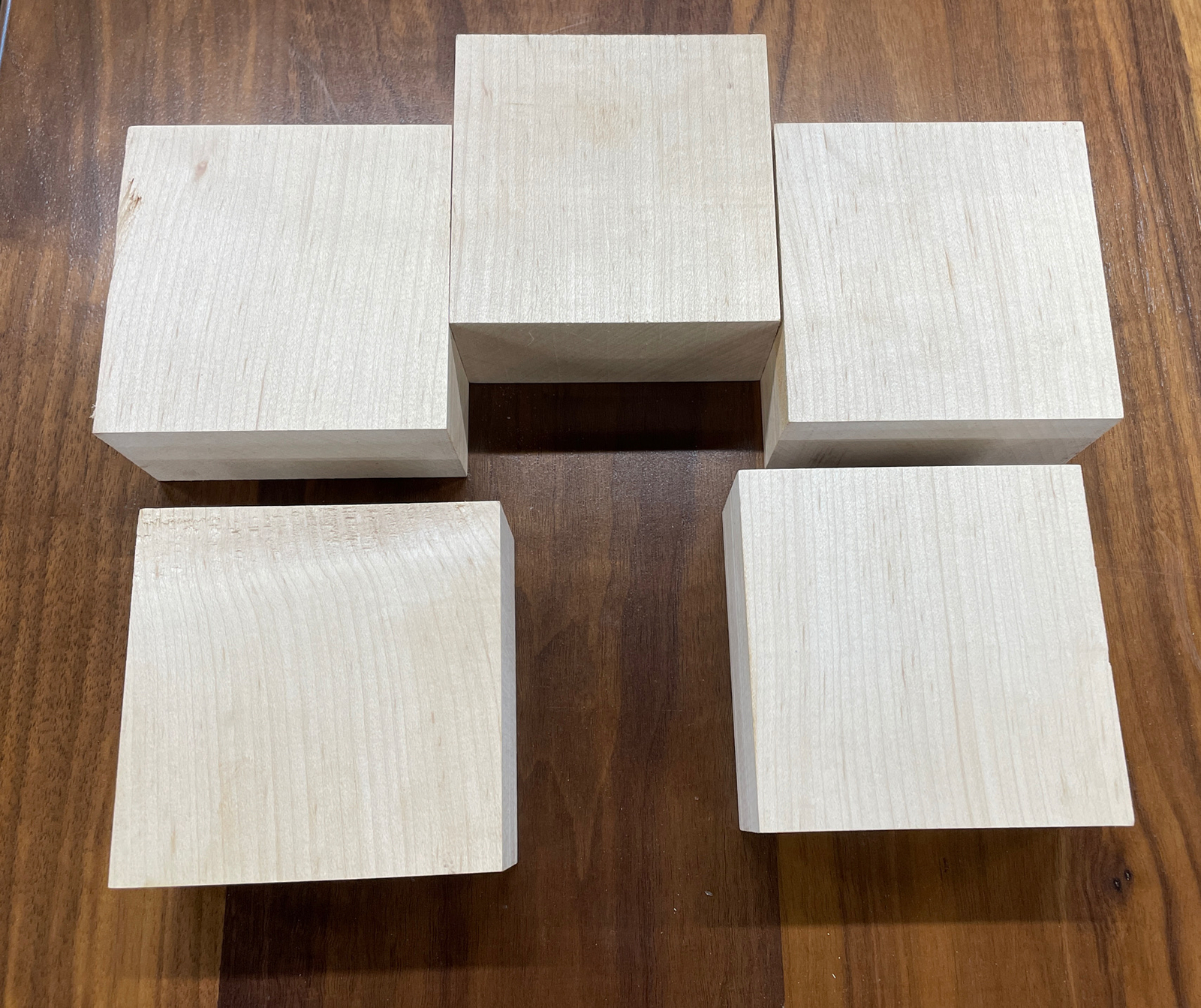 5 Pack, Hard Maple Bowl Platter Turning Square Carving Lumber Wood 4" x ...