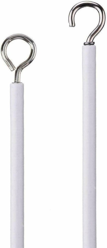 White Net Curtain Wire Cord Cable with Hooks and Eyes Fittings Window ...