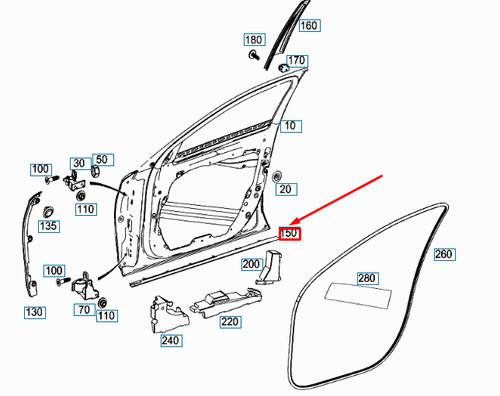 MB E W213 FRONT RIGHT DOOR BOTTOM DEFLECTOR STRIP A2136900162 NO DUTY ...