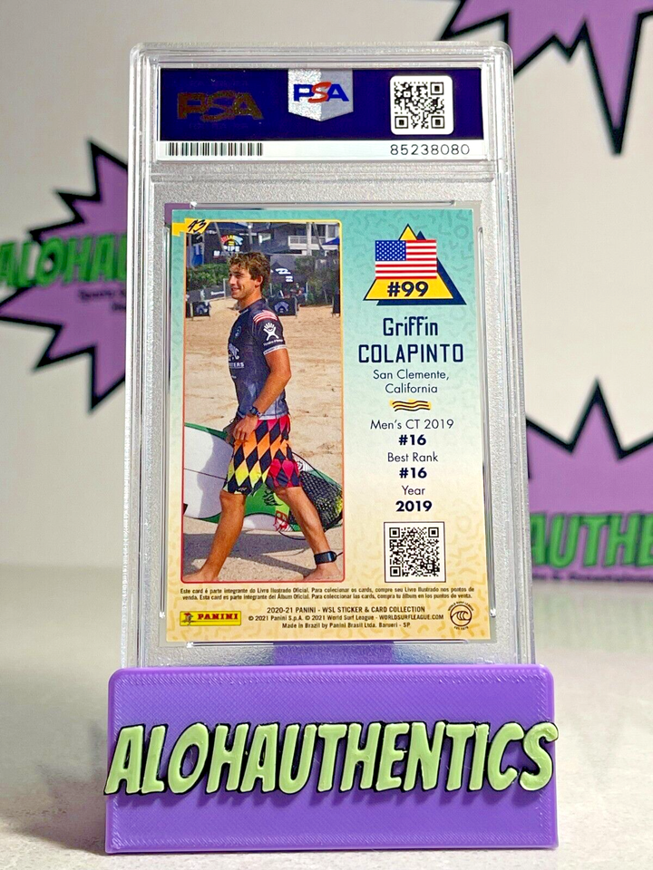 GRIFFIN COLAPINTO SIGNED 2021 WSL PANINI BRAZIL CARD PSA FULL AUTO #43 ...