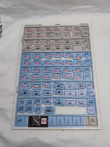 Avalon Hill Gettysburg Civil War Board Game Unit Sheet | eBay