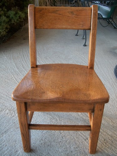 ANTIQUE OAK CHILDRENS KINDERGARTEN FIRST GRADE ELEMENTARY SCHOOL CHAIR ...