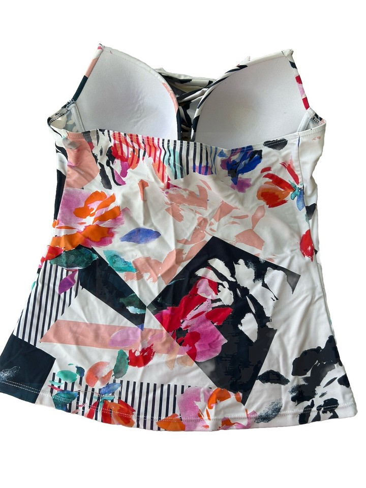 Hapari Colorful Floral Tankini Swim Top Size 12-14 Underwire Firm ...