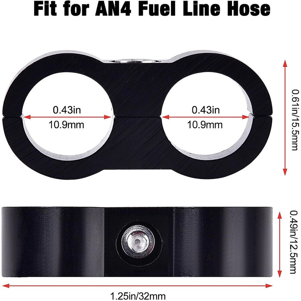 8Pcs 4AN Hose Separator Clamp Fits 1/4 Oil Fuel Hose Line Black ...