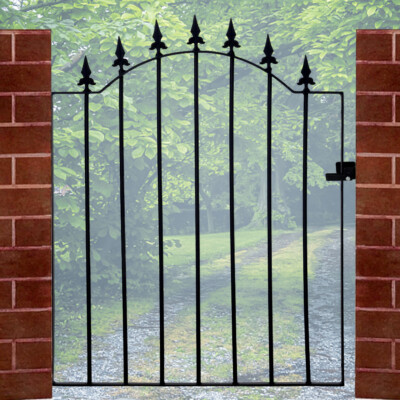 METAL GARDEN GATE BLACK WROUGHT IRON GATES MODERN WALL IRON 6 STYLES ...