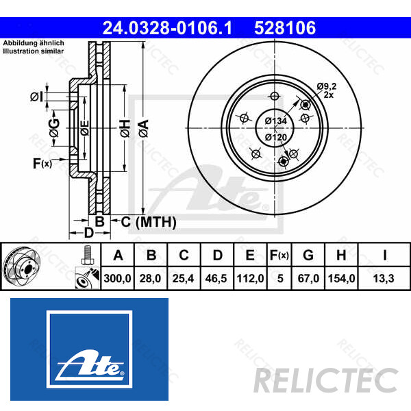 2x ATE Front Brake Disc Mercedes-benz OEM 24032801061 2104212212 for ...