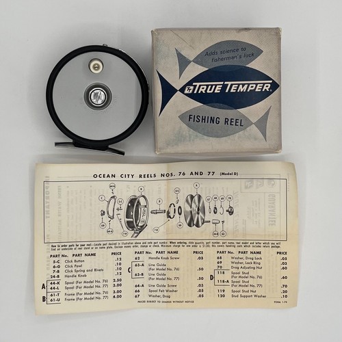 Vintage True Temper Fly Fishing Reel Ocean City No 77 D - NOS - Made in ...