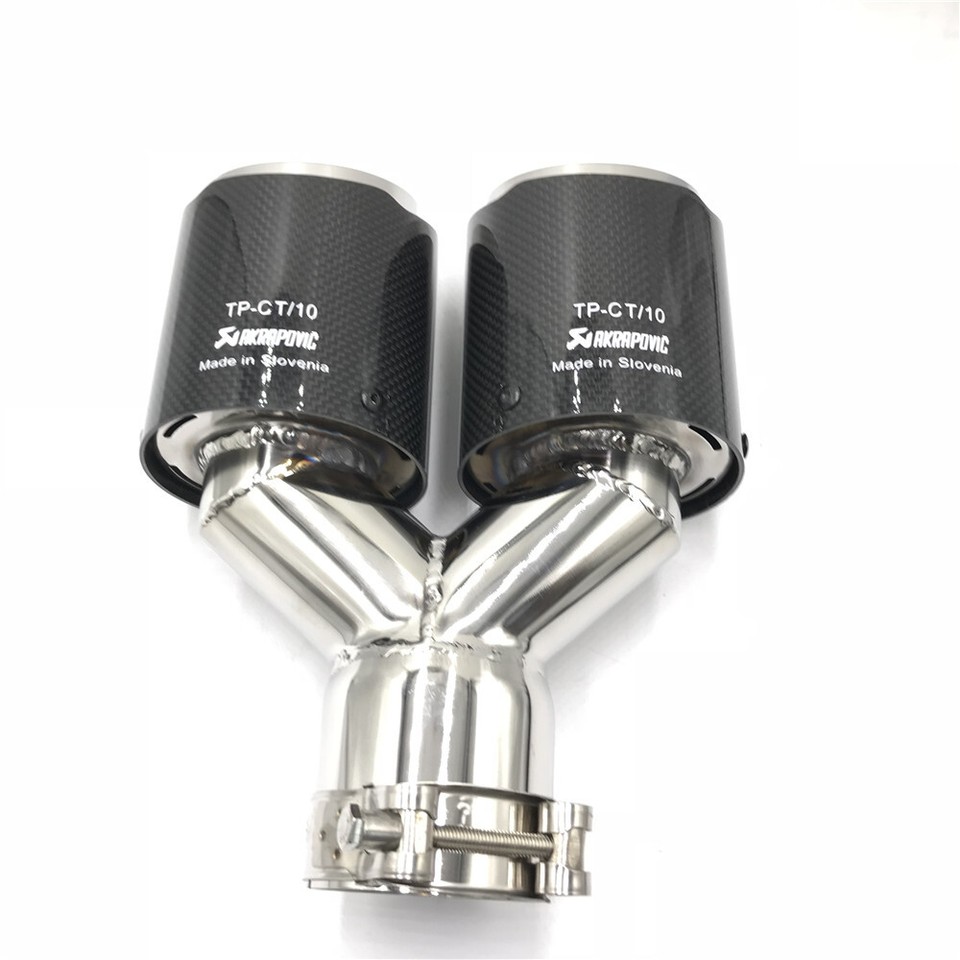 Akrapovic SS+Glossy Carbon Fiber Exhaust Tip Dual Pipe OD:76/89/101 ...