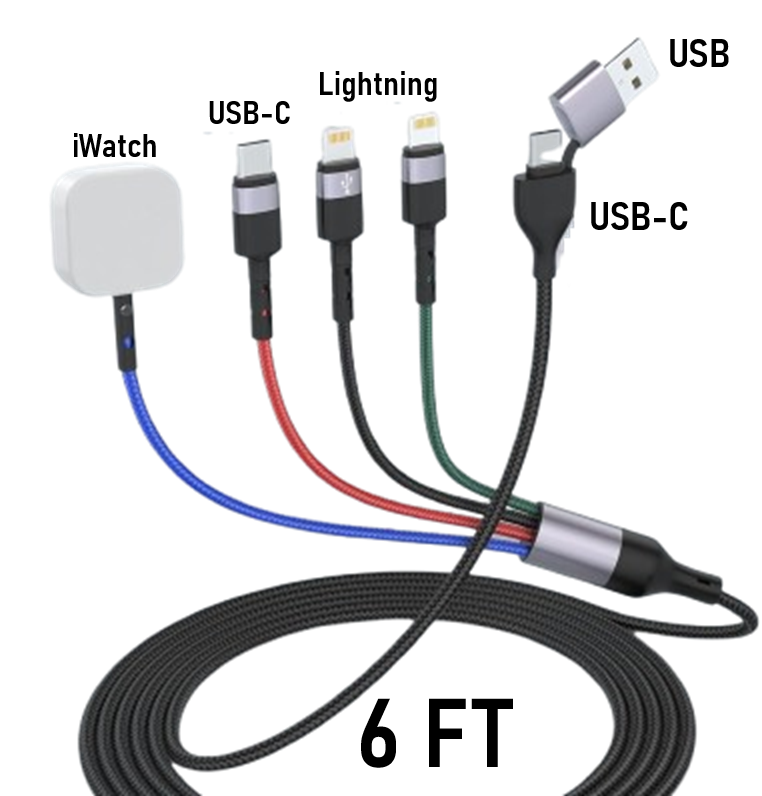 Multi Universal Charging Cable USB C Apple, Micro USB Fast Ch 100W-MFi ...