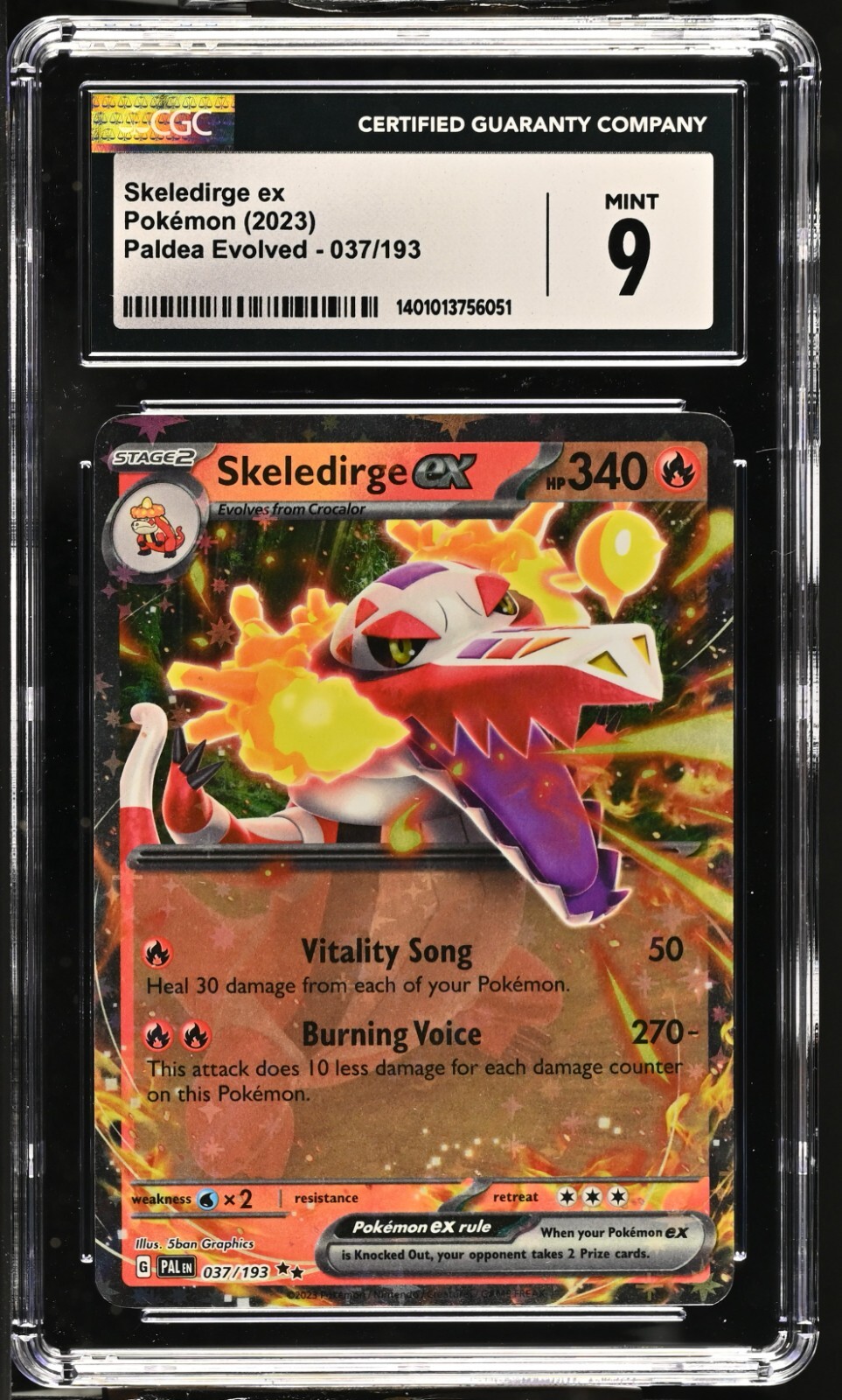 CGC Graded 9 Mint Skeledirge ex 037/193 Paldea Evolved Pokemon Card | eBay