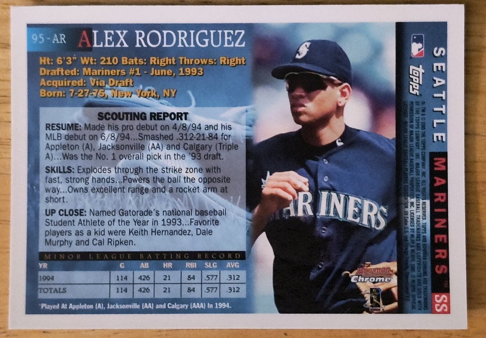 2005 Bowman Chrome A-Rod Throwback Alex Rodriguez Seattle Mariners #95 ...