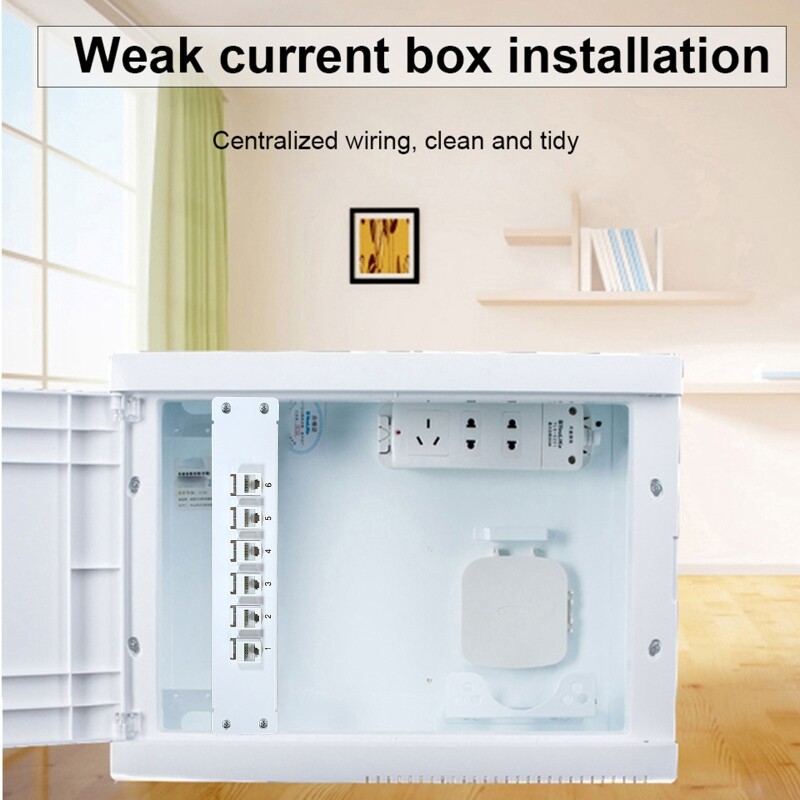 6 Port CAT6 RJ45 Pass-Thru Panel with Mounting Bracket for Keystone ...