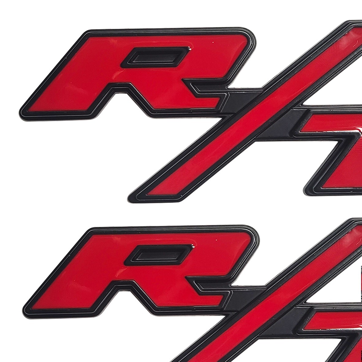 2PCS Set For RT Emblems Side Fender R/T Black Red Nameplate Badges ...