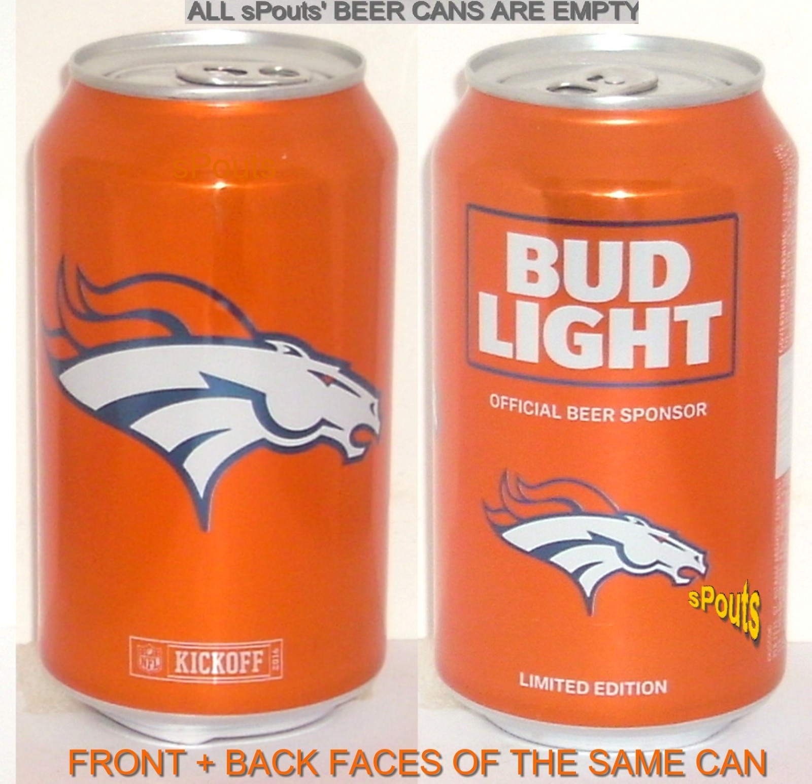2016 DENVER BRONCOS NFL KICK BUD LIGHT BEER CAN COLORADO MOUNT CHAMPION ...