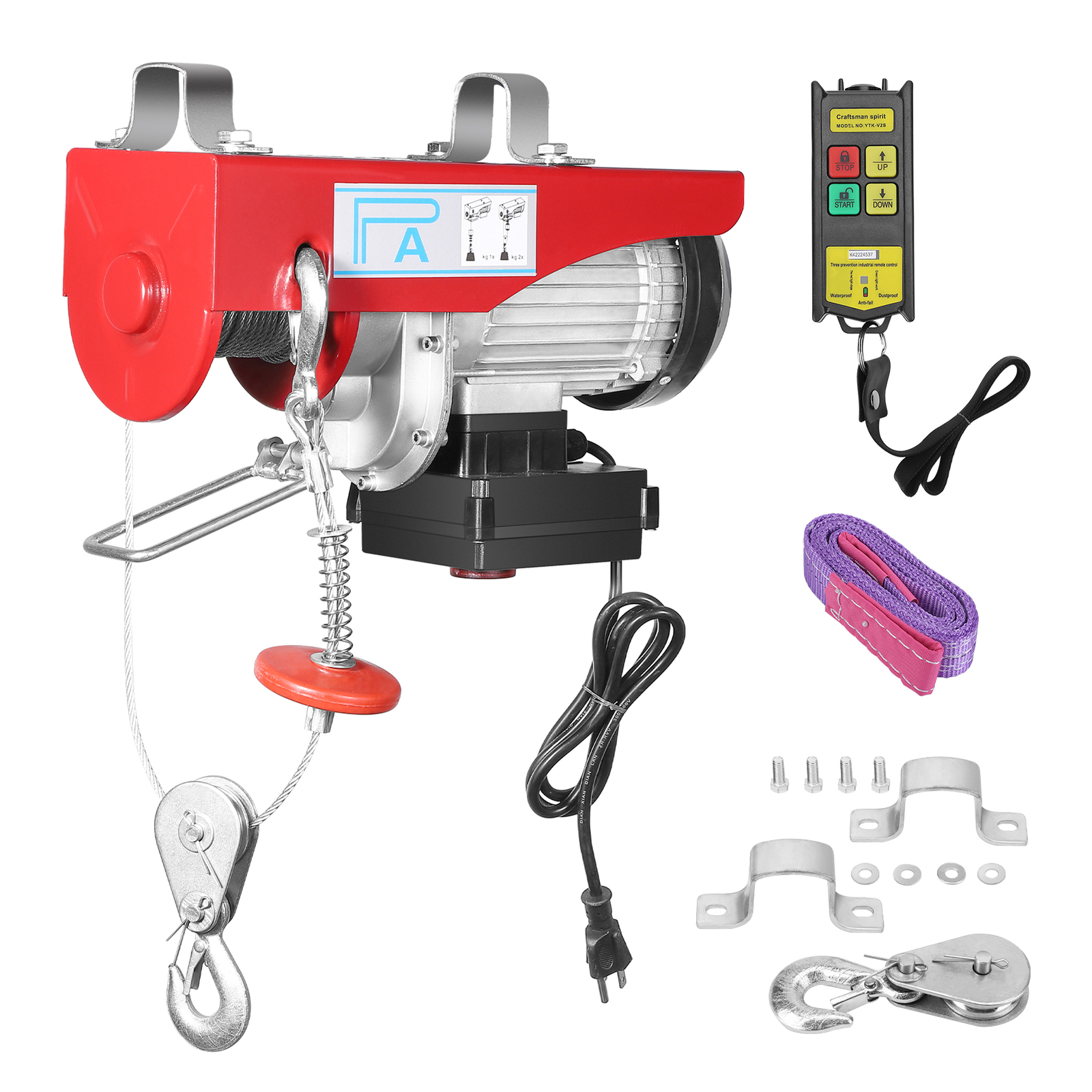 880Lbs Electric Hoist Winch Lifting Engine Crane Ceiling Pulley ...