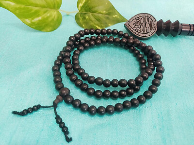 Natural Karungali Malai Original 108+1 beads BALCK MALA ebony wood JAPA ...