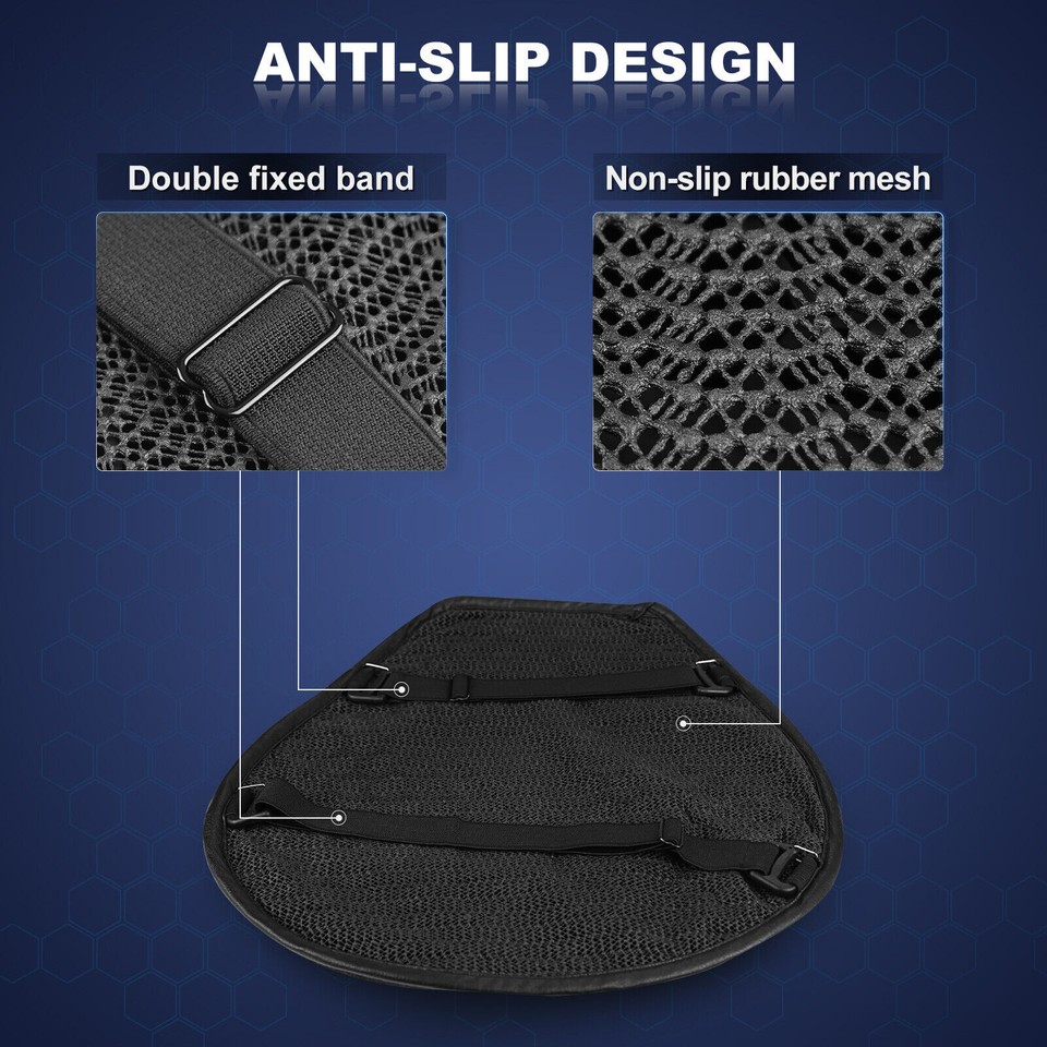 Foldable Motorcycle Gel Seat Cushion, Large 3D Breathable Pad for Long ...