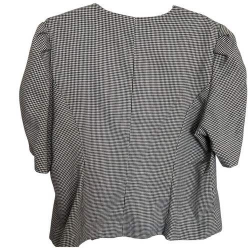 CB Women's Vintage Houndstooth Peplum Button Up Top Black White Size 16 | eBay