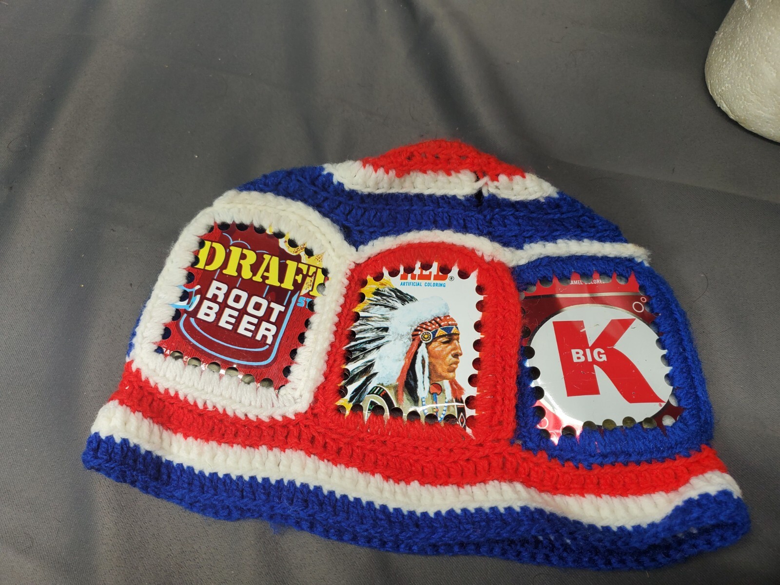 Vintage 1970s Pepsi Plus 6 Soda / Pop Cans Crochet Yarn Hipster Bucket ...