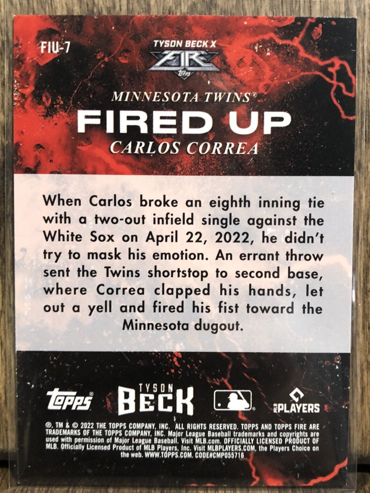 2022 Topps Fire Fired Up Gold Minted Carlos Correa #FIU-7 Minnesota ...