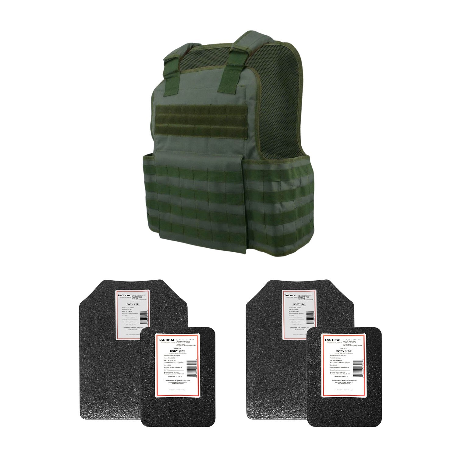 Tactical Scorpion 4Pc Level III+ / AR500 Body Armor Plates 11x14 ...