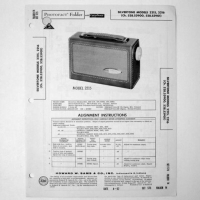 Silvertone Models 2215 2216 - SAMS Photofact ™ 1962 - New NOS | eBay