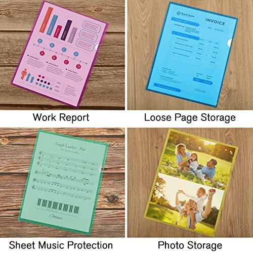 12Pack Clear Plastic File Folders Document Sleeves Paper Folder Sheet ...