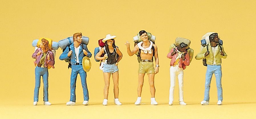 Preiser HO Scale Model Figure/People Set Young Travelers Backpacking 6 ...