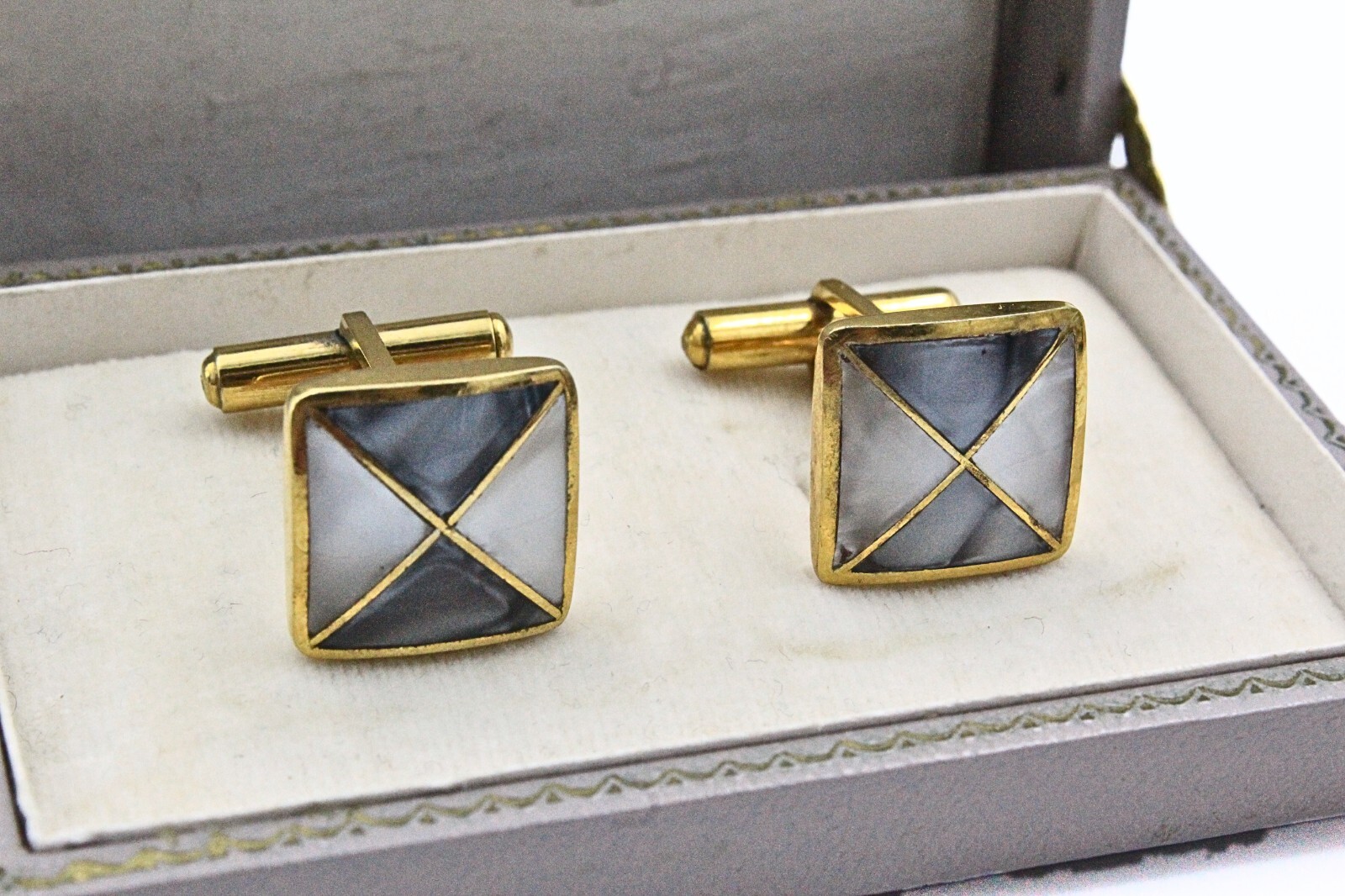 Antique Art Deco Triangle Abalone MOP Gold Plated Cuf… - Gem