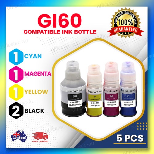 5x Ink Bottles GI60 GI-60 Compatible for Canon PIXMA Endurance G6060 ...