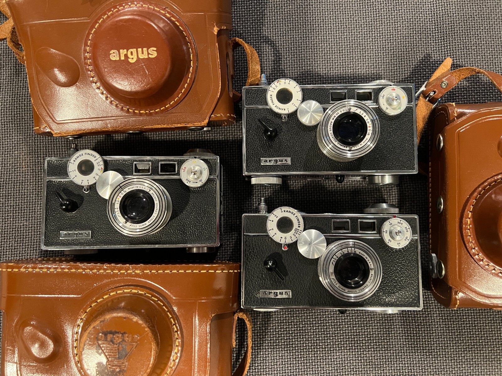 LOT 3 Vintage ARGUS C3 35mm Rangefinder Camera With Cintar 50mm f/3.5 ...