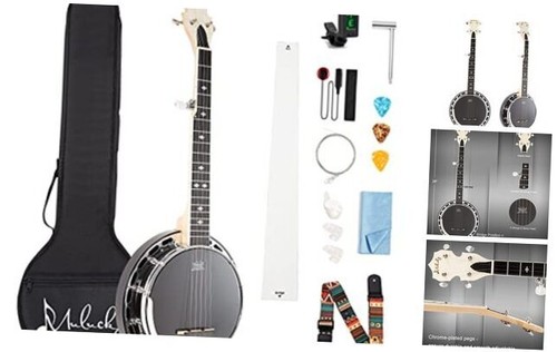 5 String Banjo MINI, 28 Inch Travel Banjo with Remo Head, Resonator and ...