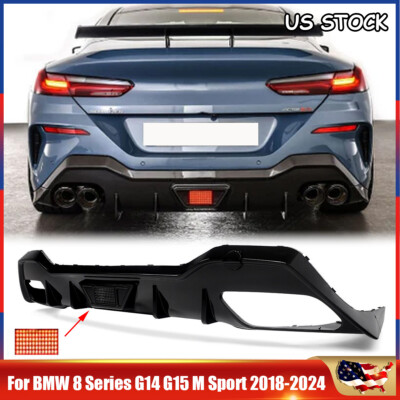 For BMW 8 Series G14 G15 M850i 2018-24 Rear Bumper Diffuser Lip LED ...